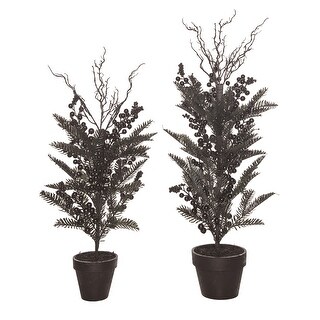 Transpac Artificial 27 in. Green Halloween Monochromatic Tree Set of 2 ...