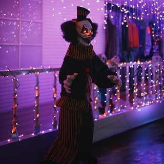 Halloween Outdoor Life Size Talking Clown Prop with Flashing Red Eyes ...