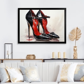 Designart "Black And Red High Heels Symphony IX" Fashion Framed Wall ...