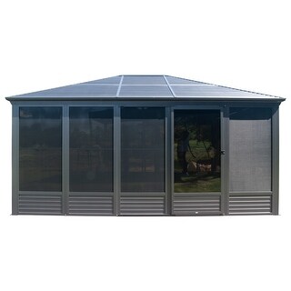 Domi 13'x 16.5' Sunroom, All Season Solarium Gazebo with Steel Roof ...