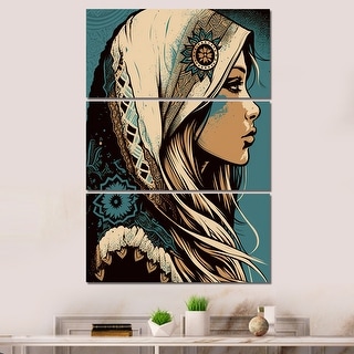 Designart "Portrait Of A Bohemian Woman IV" Boho Woman Canvas Art Print ...