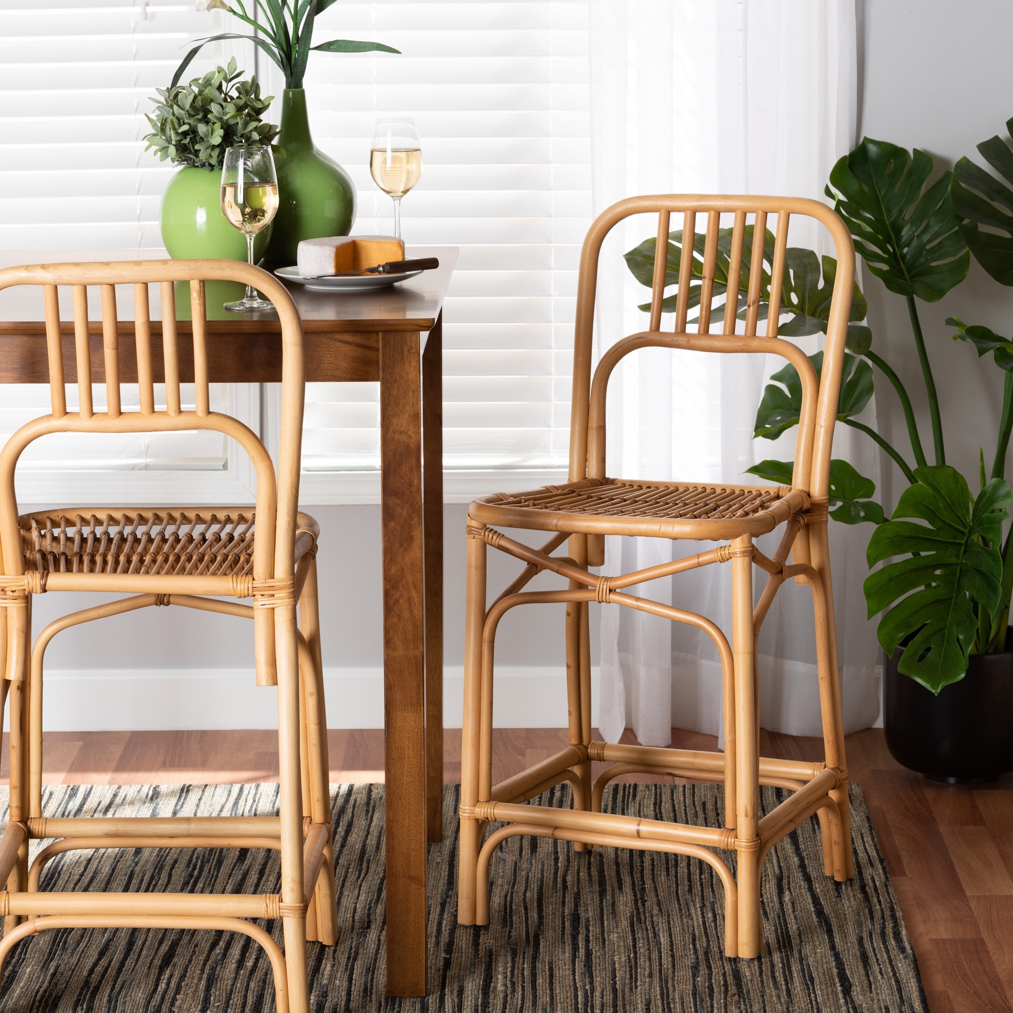 Arween Modern Bohemian Natural Brown Rattan Counter Stool - On Sale ...
