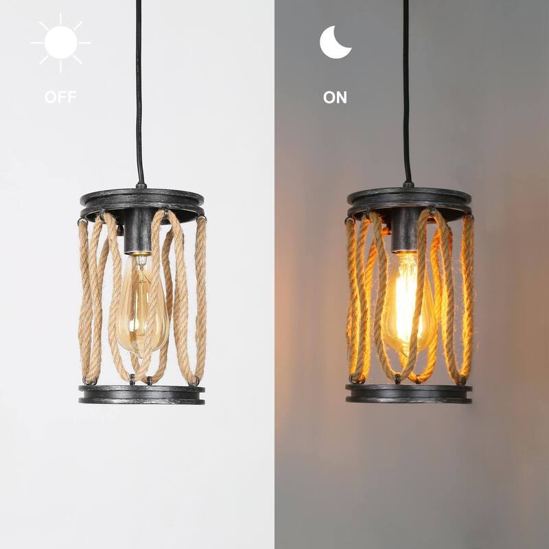 Farmhouse 1-Light Cylinder Pendant Lights for Kitchen Island - D5.5" x ...