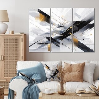 Designart "Grey Symmetrical Abstract" Cubism Wall Art Print Set - Bed ...