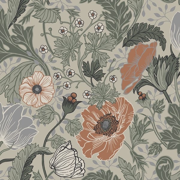 grey flower pattern wallpaper