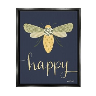 Stupell Happy Patterned Insect Bug Calligraphy Floating Framed Canvas ...