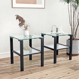Set Of 2, Glass Two Layer Tea Table - Bed Bath & Beyond - 40466632