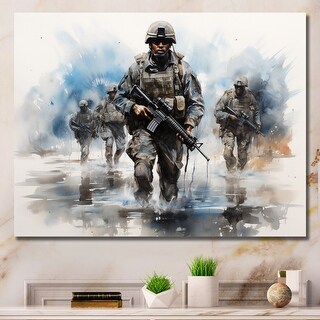 Designart "Military Meticulous Preparation I" Army Wall Decor - Bed ...