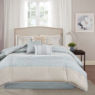 Roomfitters 7 Piece King Modern Greek Key Geometric Comforter Set Bed ...