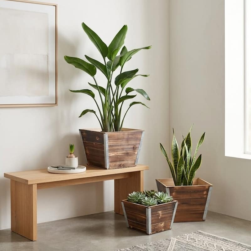 Cavorn Tapered Square Brown Planter Bucket - On Sale - Overstock - 42713960
