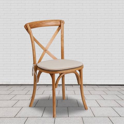 2 Pk. Stackable Wood Cross Back Chair with Cushion - On Sale ...