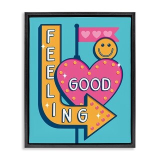Stupell Feeling Good Retro Sign Framed Floater Canvas Wall Art Design ...