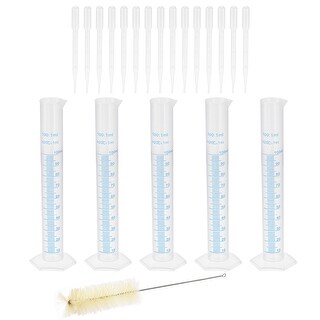Plastic 100ml Measuring Cylinder w 15 Pipettes and 1 Brush,21in1 Set ...