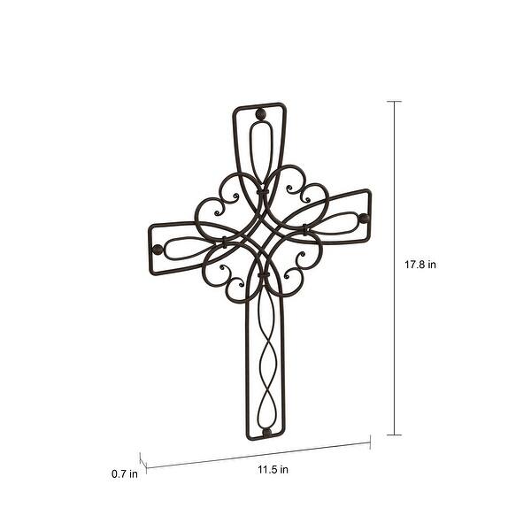 Lavish Home Metal Wall Cross with Decorative Floral Scroll Design - Bed ...