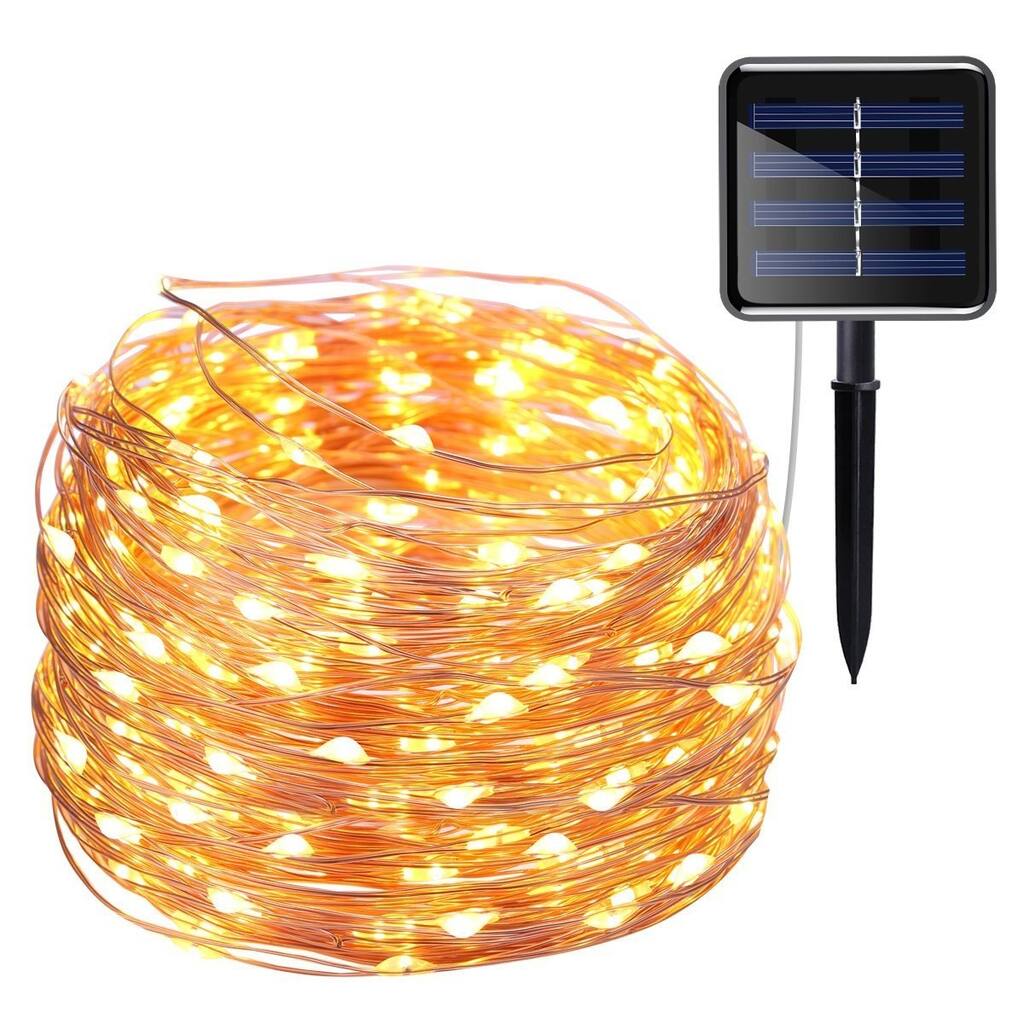 Solar Powered String Lights, 200 LED Copper Wire Lights - Medium ...