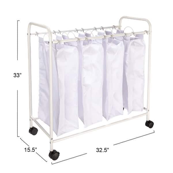 Household Essentials 4 Bag Laundry Sorter Cart with Washable and ...