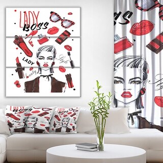 Designart "Fashionable Girl with kits" Glamour Print on Wrapped Canvas ...