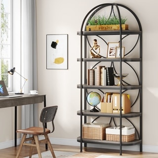 74 Inches Tall Etagere Bookcase Bookshelf Narrow Tall Display Shelf ...