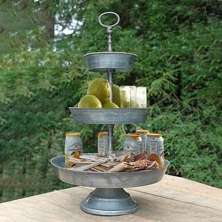 Galvanized 3 Tier Studded Tray In Metal, Silver - Bed Bath & Beyond ...
