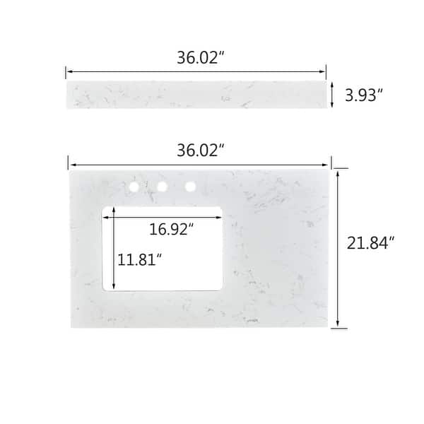 YASINU 36 Inch Engineered Marble Left Sink Vanity Countertop - Bed Bath ...