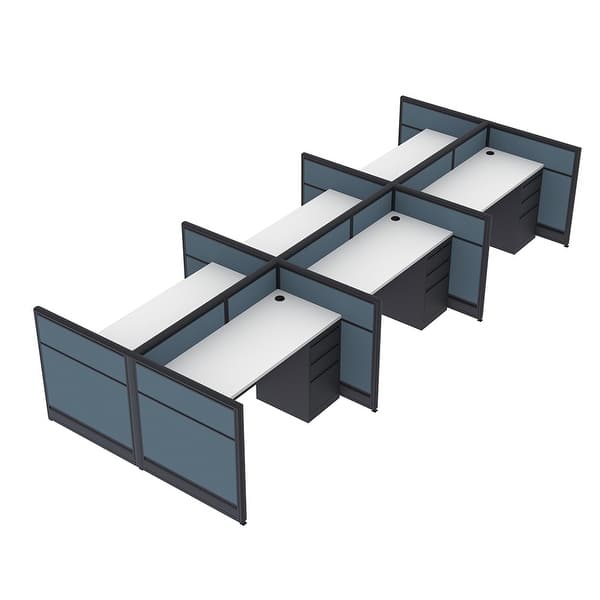 6 Person Call Center Cubicle Workstation With Storage And Power 3x5x39 ...