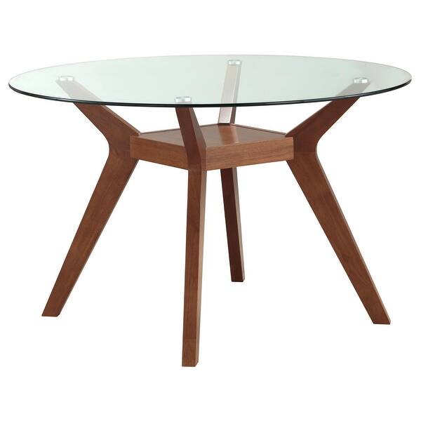 Paxton Round Glass Top Dining Table Clear and Nutmeg - On Sale - Bed Bath & Beyond - 20640390