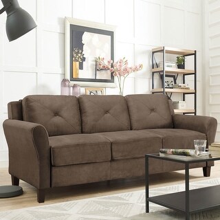 Taryn Rolled Arms Sofa, Brown Fabric - Bed Bath & Beyond - 36297754