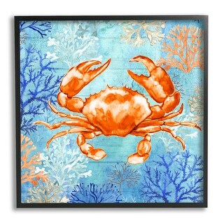 Stupell Crab with Nautical Coral Frame Wall Art design by Elena ...