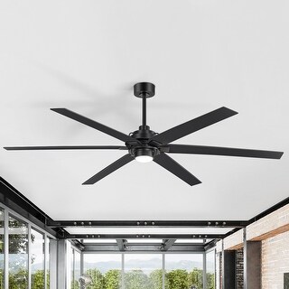 72 Inch Black 6-Blade Large Ceiling Fans with Lights and Remote - Bed ...