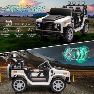 12V 7Ah Four-Wheel Drive Ride On Car for Kids with Music, Lights, and ...