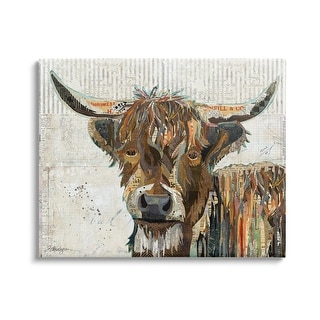 Stupell Highland Cattle Cow Collage Portrait Stretched Canvas Wall Art ...