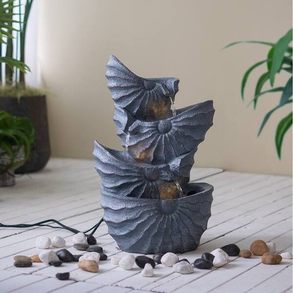 Decorative 4 Tier Blue Nautilus Shell Water Fountain with Light - Bed ...