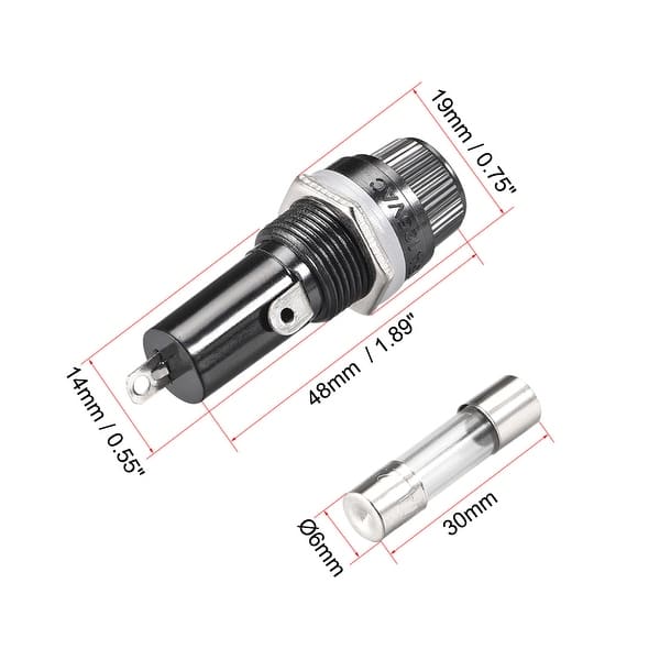 Screw Cap Panel Mounted Fuse Holder AC 250V/10A with Glass Fuse 5Set ...