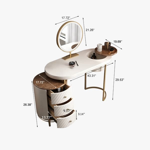 Modern Makeup Vanity Table With LED Lighted Mirror,Dressing Table with ...