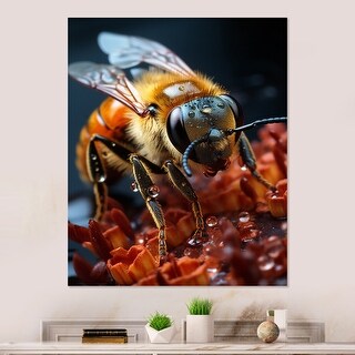 Designart "Bee Photo" Animals Bee Metal Wall Art Prints - Bed Bath ...