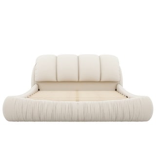 Queen Luxury Upholstered Platform Bed with Oversized Padded Backrest ...