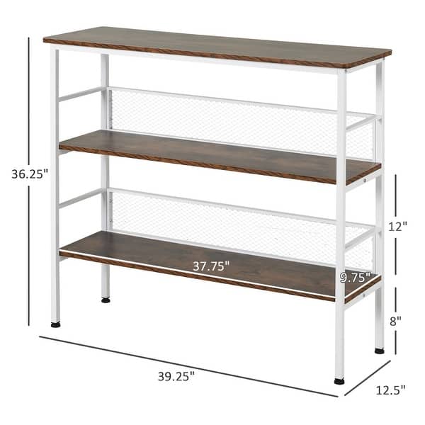 HomCom 3-Tier Industrial Style Storage Metal Wooden Shelf with a Robust ...