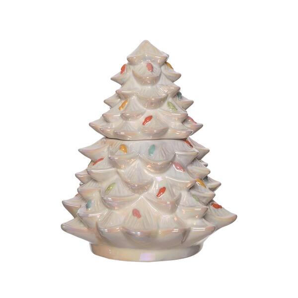Transpac Dolomite 11 in. White Christmas Fun Tree Cookie Jar - Bed Bath ...