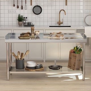 48 x 24 Inches Stainless Steel Work Table with Backsplash - Bed Bath ...
