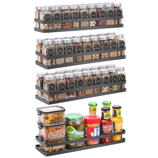 Wall Mounted Spice Rack Organizer 4 Pack, Floating Shelves Storage ...