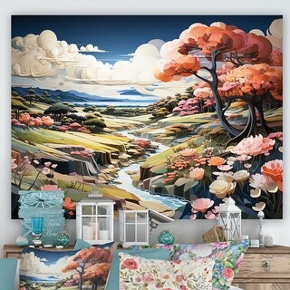 Designart "Japanese Golf Course Landscape Harmony I" River Wall Art ...