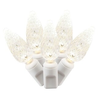 Vickerman 100 Warm White C6 LED Single Mold Light on White Wire, 34 ...