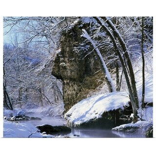 "Snow-covered trees and rocks along Richmond Springs, Backbone State ...