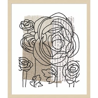Drawn Flowers II by Alonzo Saunders Wood Framed Wall Art Print - Svelte ...