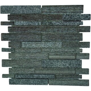 The Tile Life Cosmos Brick 1" x 3" Black Glass Backsplash Wall Tile ...