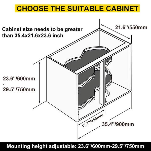 VEVOR 36'' Swing Tray Pull-Out Two tier Blind Corner Cabinet Organizer ...