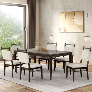 Furniture of America Lennox Modern 7-Piece Dark Walnut Solid Wood ...