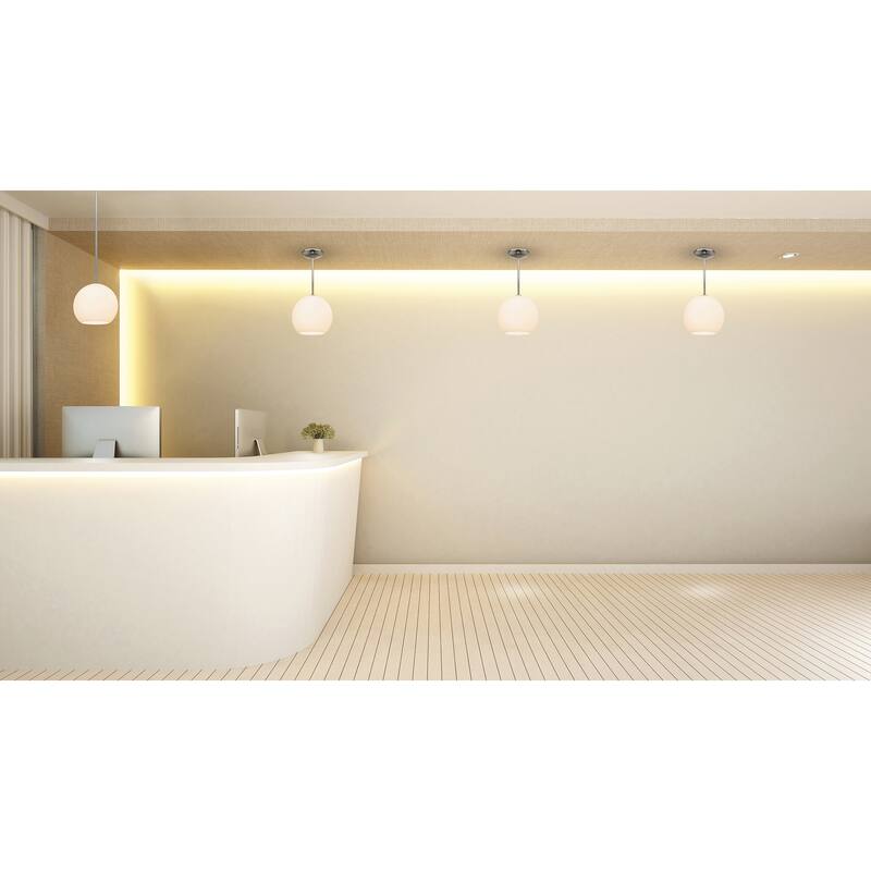 Access Lighting Nitrogen - 9" Ball Pendant - Brushed Steel - Opal Glass ...