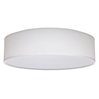 15 inch CCT Selectable Fabric Drum LED Decor Flush Mount Fixture White ...