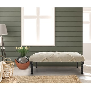 Sevita Overtufted Cream Indoor Bench 16"W x 47"L x 18"H - 3'11" x 1'4 ...